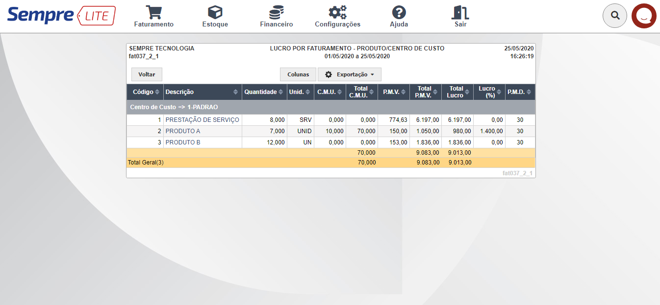 Manual de Instruções: GLT047 Como visualizar um Relatório Lucro por ...